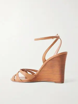 AQUAZZURA Tati 85 Leather Wedge Sandals
