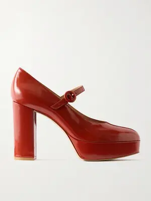 GIANVITO ROSSI 70 Glossy Leather Mary Jane Platform Pumps