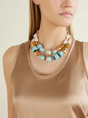 LIZZIE FORTUNATO Gold-tone Beaded Necklace