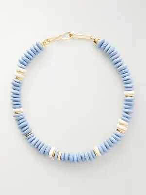 LIZZIE FORTUNATO Gold-plated Beaded Necklace - Blue