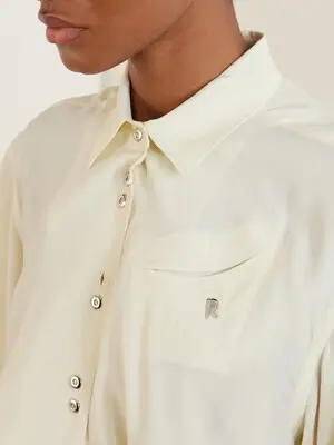 Rabanne Cropped Logo Embellished Knotted Blouse - Yellow