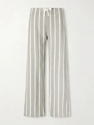 Aimé Leon Dore Striped Cotton Canvas Wide-leg Pants - Gray