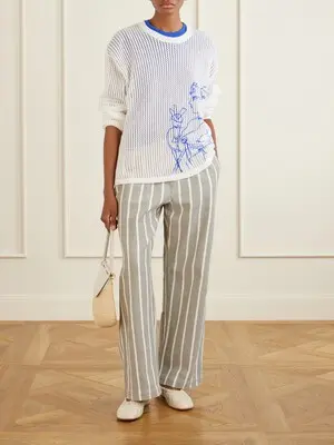 Aimé Leon Dore Striped Cotton Canvas Wide-leg Trousers