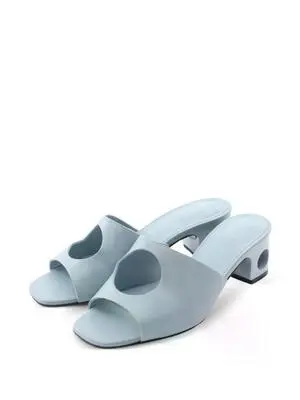 Hermès Elia Cut-out Mule Sandals - Blue