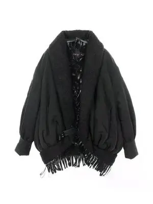 LOUIS VUITTON Silk Bouclé Fringe Cocoon Jacket