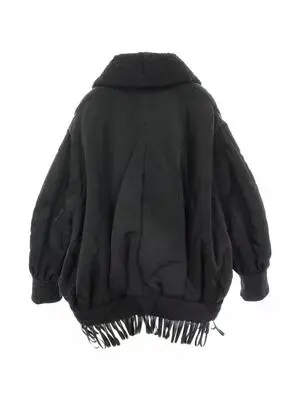 LOUIS VUITTON Silk Bouclé Fringe Cocoon Jacket