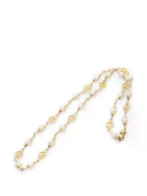 Celine 2010s Triomphe Faux Pearl Necklace
