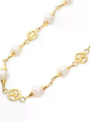 Celine 2010s Triomphe Faux Pearl Necklace