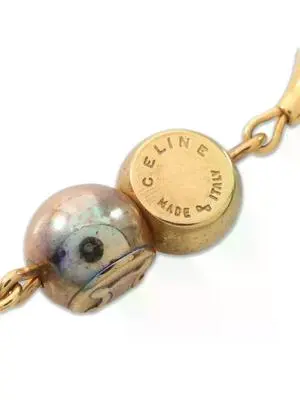 Celine 2010s Triomphe Faux Pearl Necklace