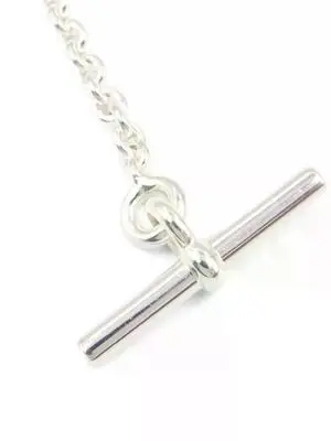 Hermès Tone Engraved Logo Coin Pendant Necklace