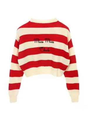 Miu Miu Striped Logo-embroidered Sweater