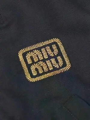Miu Miu Cropped Bomber Jacket With Embroidered Logo