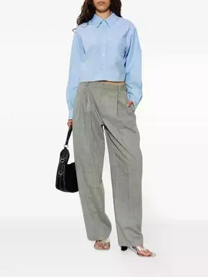 Alexander Wang Mid-rise Wool Trousers With Zip Pockets - Grey