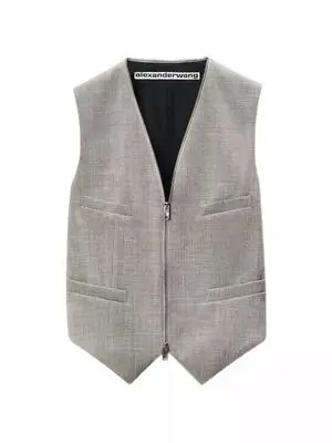 Alexander Wang Mid-rise Wool Trousers With Zip Pockets - Grey