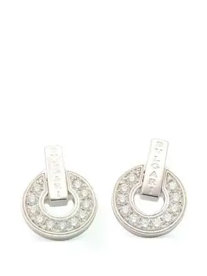 BVLGARI 18k White Gold Diamond Open-work Earrings - Silver