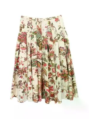 Dior Floral Print Pleated Midi Skirt - Neutrals