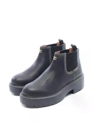 Miu Miu Leather Side Gore Ankle Boots - Black