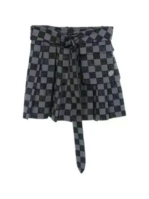 LOUIS VUITTON Damier Pleated Mini Skirt - Grey