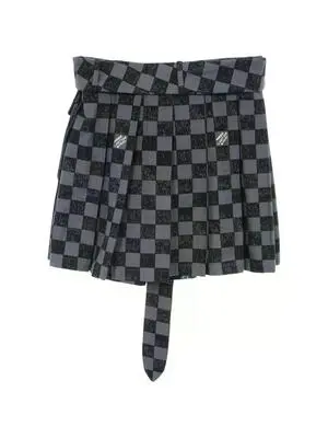 LOUIS VUITTON Damier Pleated Mini Skirt