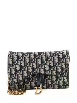 Dior Saddle Pouch Wallet On Chain Oblique Canvas Bag - Blue