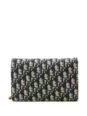 Dior Saddle Pouch Wallet On Chain Oblique Canvas Bag - Blue