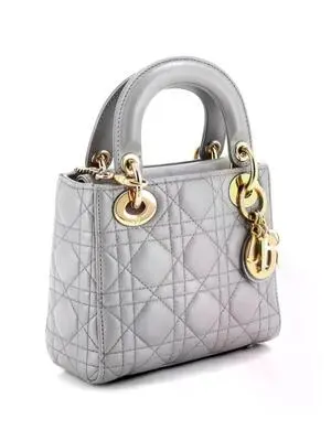 Dior Lady Chain Bag, Cannage Quilt Lambskin Mini Satchel - Grey