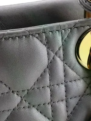 Dior Lady Chain Bag, Cannage Quilt Lambskin Mini Satchel - Grey