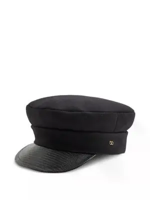 Valentino Garavani Vlogo Signature Wool Cap With Leather Visor