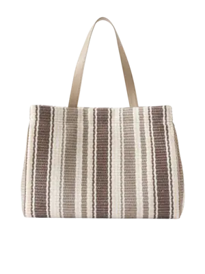Brunello Cucinelli Striped Raffia Tote - Brown