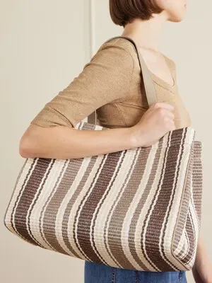 Brunello Cucinelli Striped Raffia Tote
