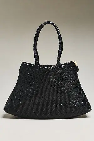 Anthropologie Calla Large Woven Satchel Bag - Black