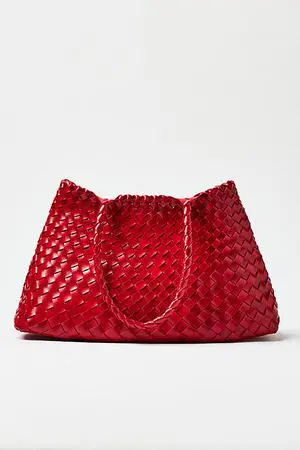Anthropologie Calla Large Woven Satchel Bag - Red