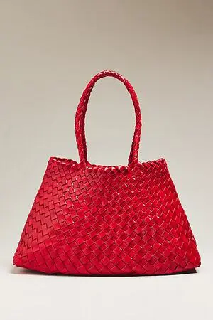 Anthropologie Calla Large Woven Satchel Bag - Red