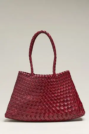 Anthropologie Calla Large Woven Satchel Bag - Wine