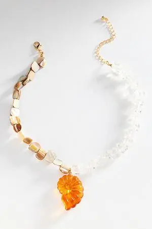 Anthropologie Summer Icon Pendant Beaded Necklace - Shell