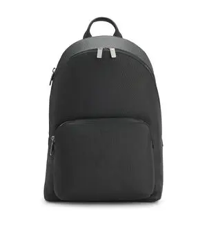 BOSS Italian Leather Backpack With Laptop Compartment - Black