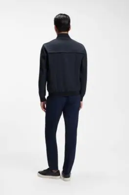 BOSS Slim-fit Micro-patterned Stretch Jacket - Dark Blue