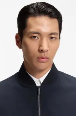 BOSS Slim-fit Micro-patterned Stretch Jacket - Dark Blue