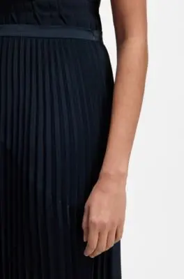 BOSS Plissé Satin Skirt With Chevron Pattern
