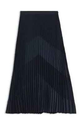 BOSS Plissé Satin Skirt With Chevron Pattern