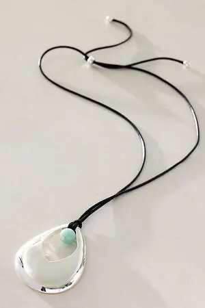 Free People Kori Pendant Necklace With Beaded Charm - Silver/amazonite