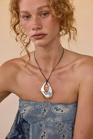 Free People Kori Pendant Necklace With Beaded Charm - Silver/amazonite