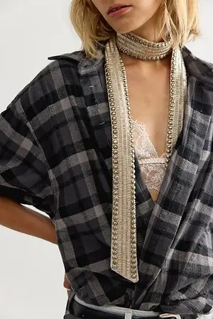 Free People Billie Embellished Skinny Scarf - Cloud