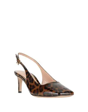 GIANVITO ROSSI Slingback Pumps In Glossed Leopard-print Leather - Brown
