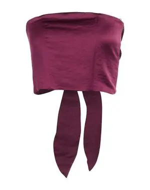 FORTE_FORTE Strapless Satin Top With Tie Detail - Plum