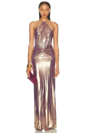 Slinky Knit Metallic Maxi Dresses