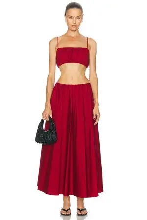 Staud Fiore Cropped Top With Adjustable Straps - Rouge