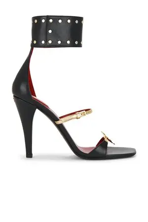 Valentino Garavani Cuffie Sandal In Black - Nero & Antique Brass Light