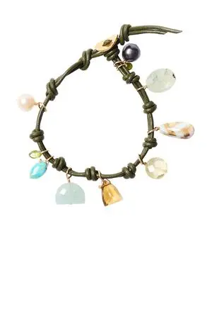 Chan Luu Leather And Gemstone Charm Bracelet - Green