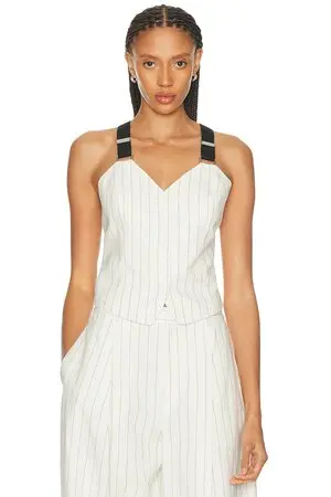 Ralph Lauren Donnella Vest In White - Lux Cream & Black